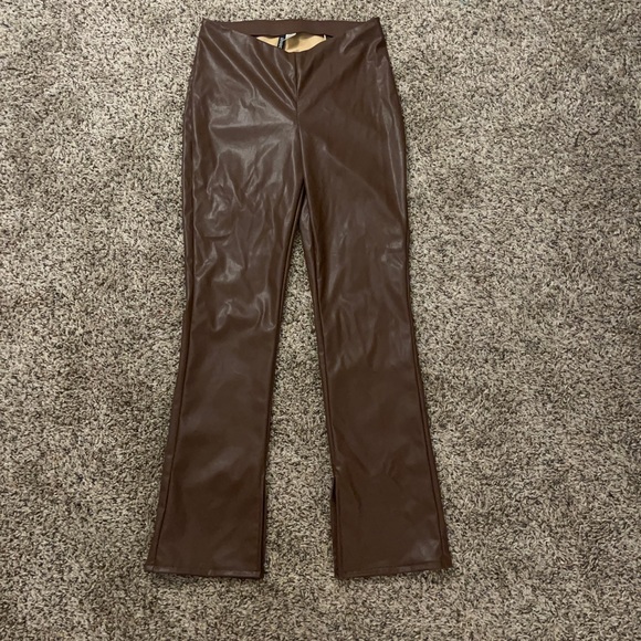 Divided | Pants & Jumpsuits | Hm Brown Flare Pleather Pants | Poshmark